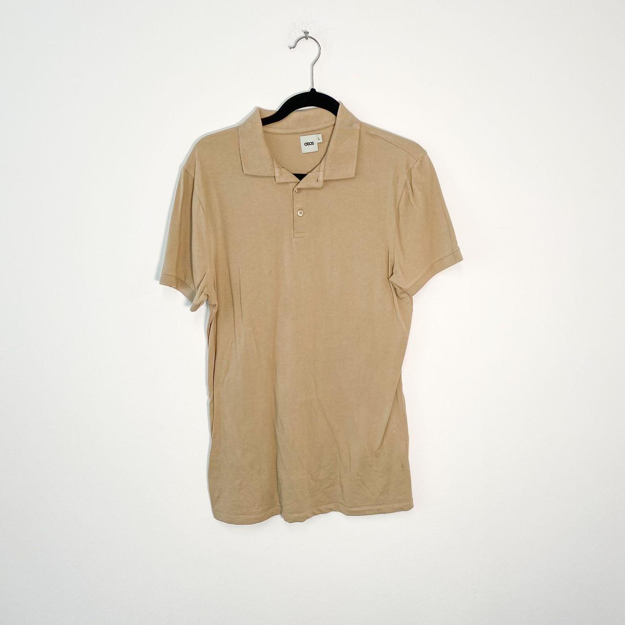 Asos Mens Tall Cream Short Sleeve Casual Polo Shirt... - Depop