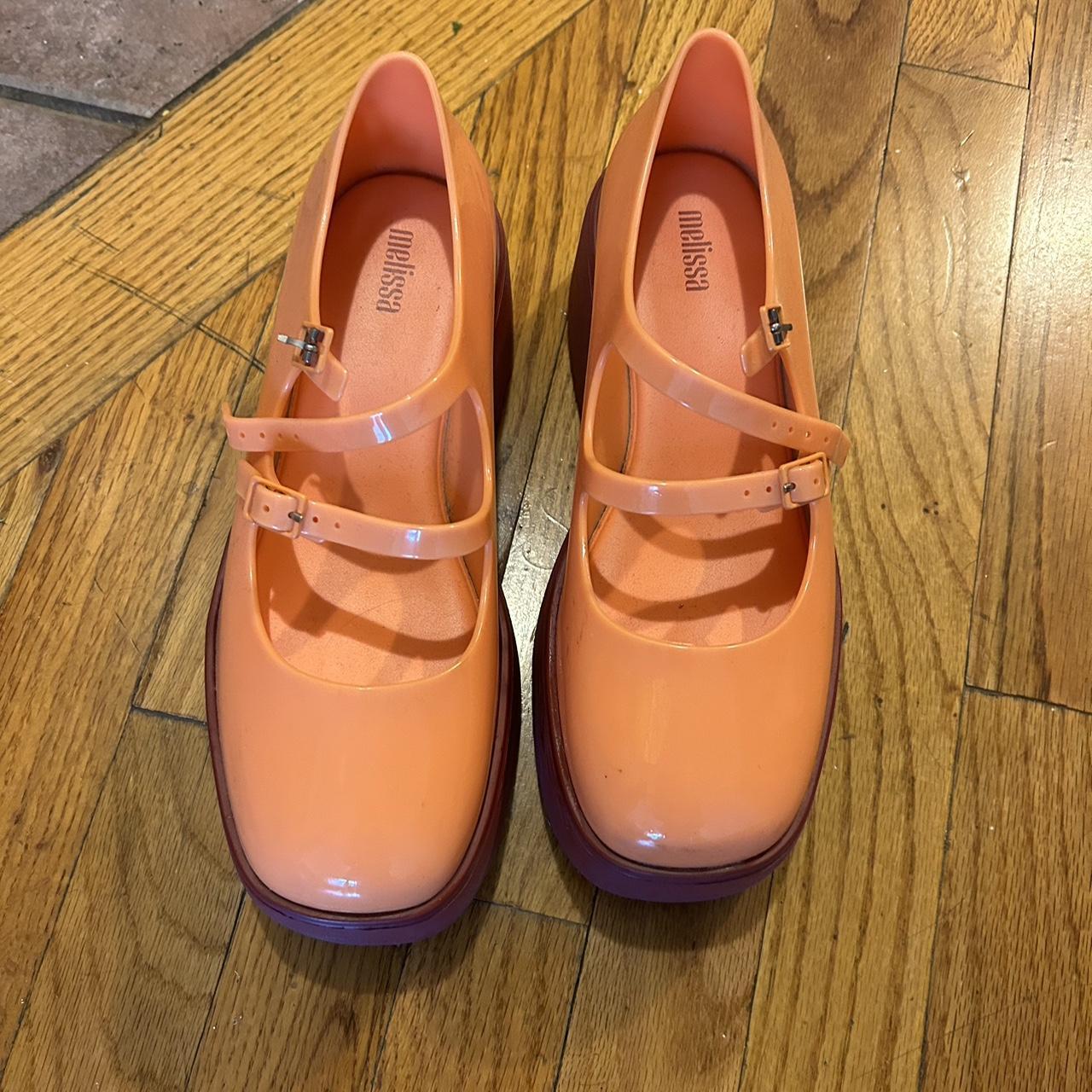 Melissa Orange double strap platform Mary Jane’s.... - Depop