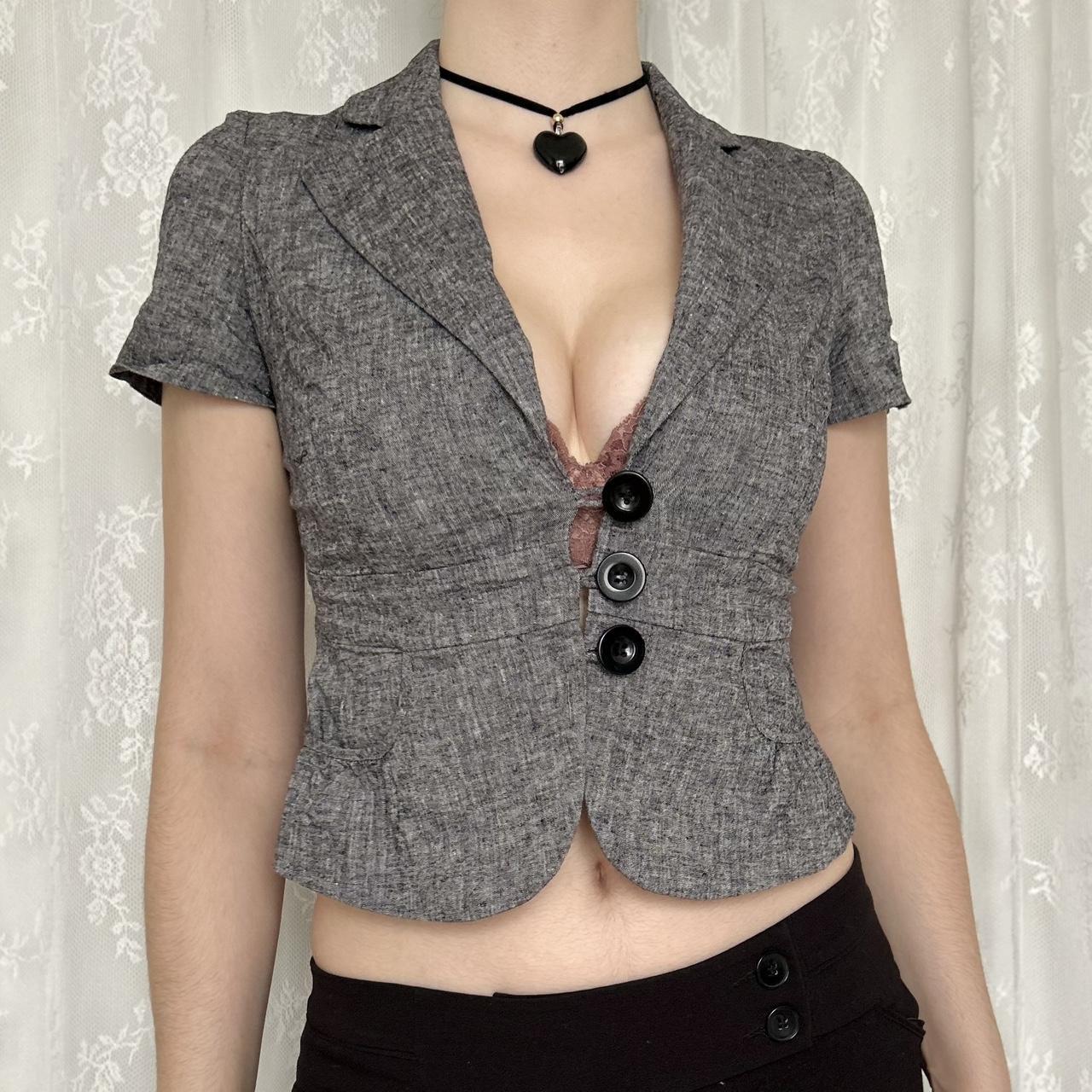 Y2K 2000s Office Siren Light Grey Blazer /... - Depop