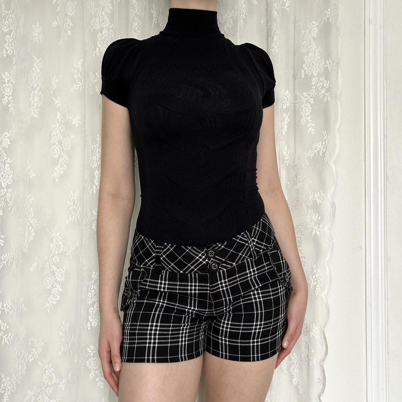 Y2K 2000s Office Siren Black Plaid Mid Rise... - Depop