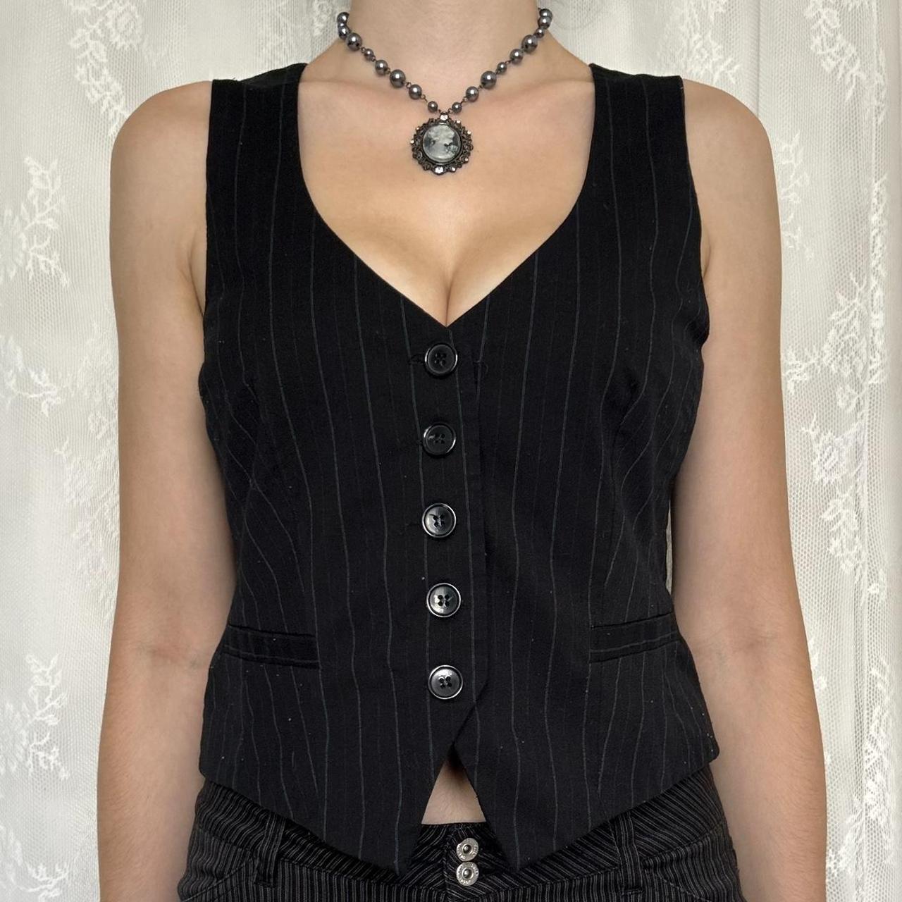 Y2K 2000s Office Siren Pinstripe Vest /... - Depop