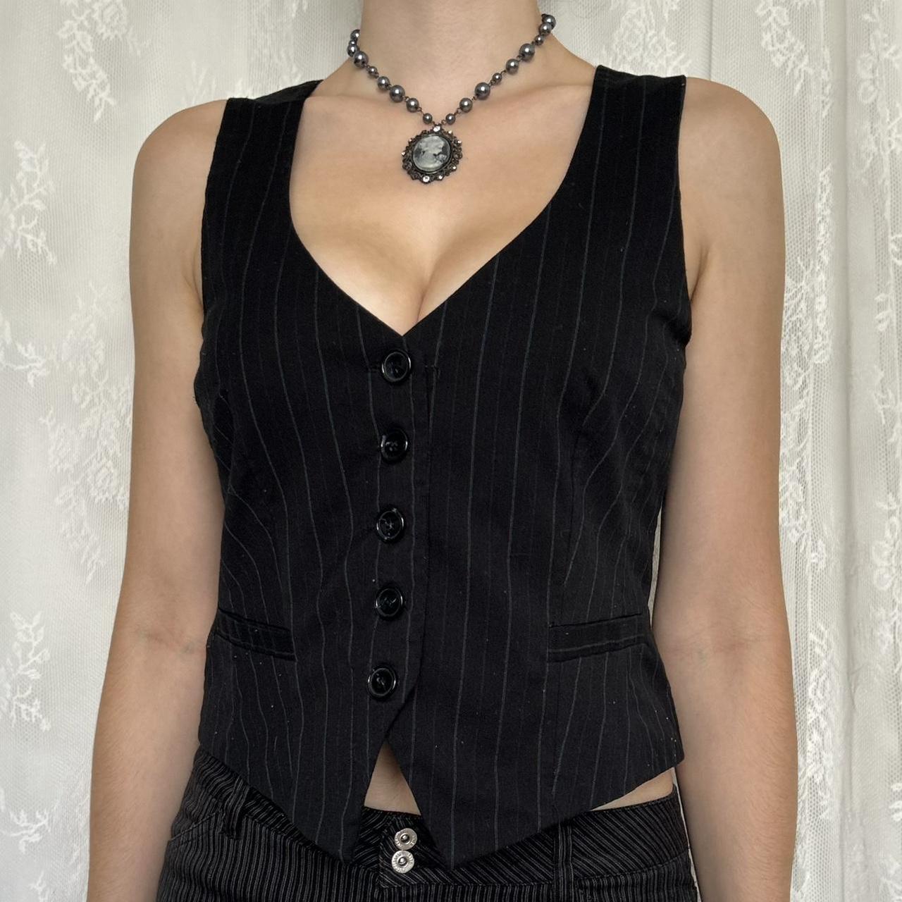 Y2K 2000s Office Siren Pinstripe Vest /... - Depop