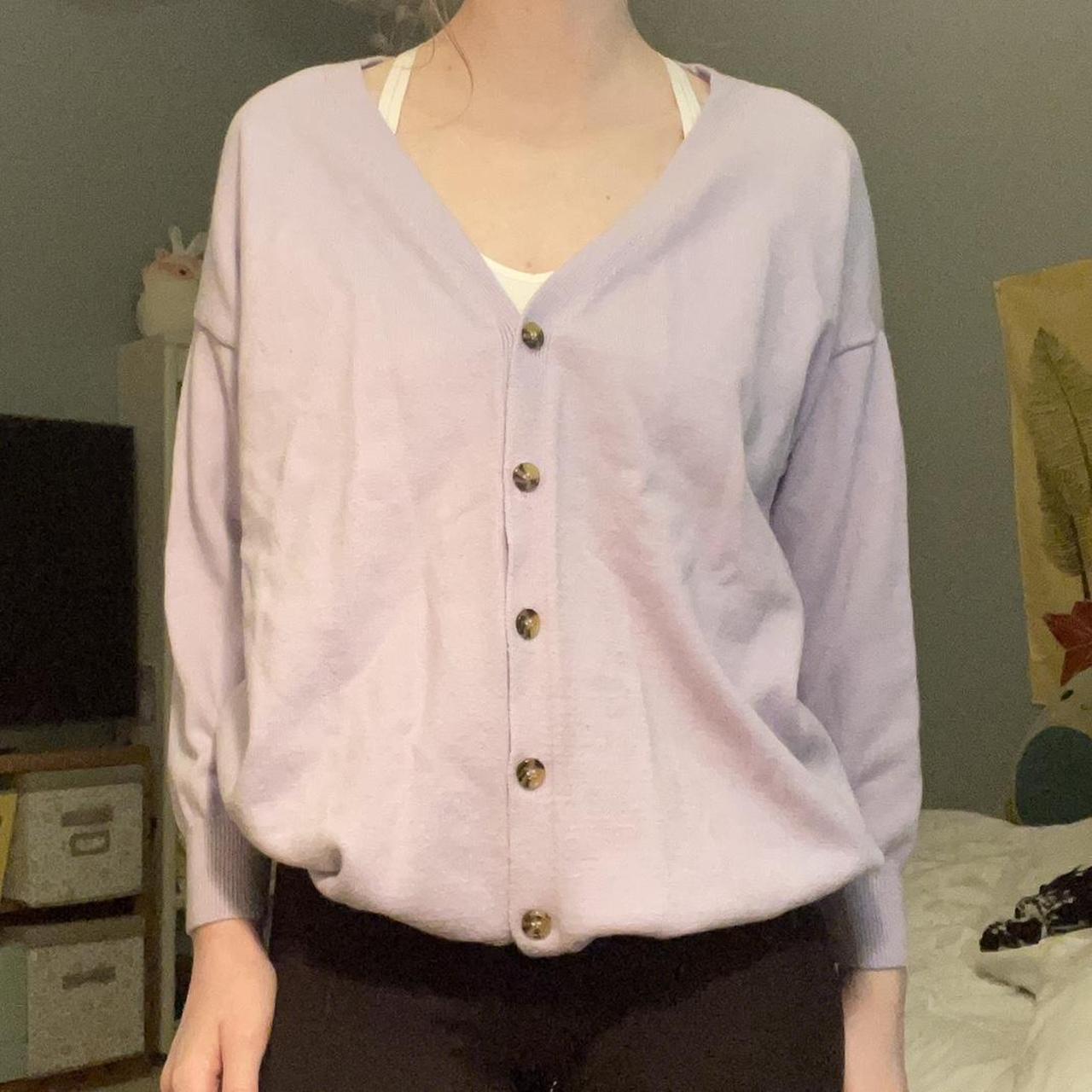 pastel lavender cardigan that buttons into a... - Depop