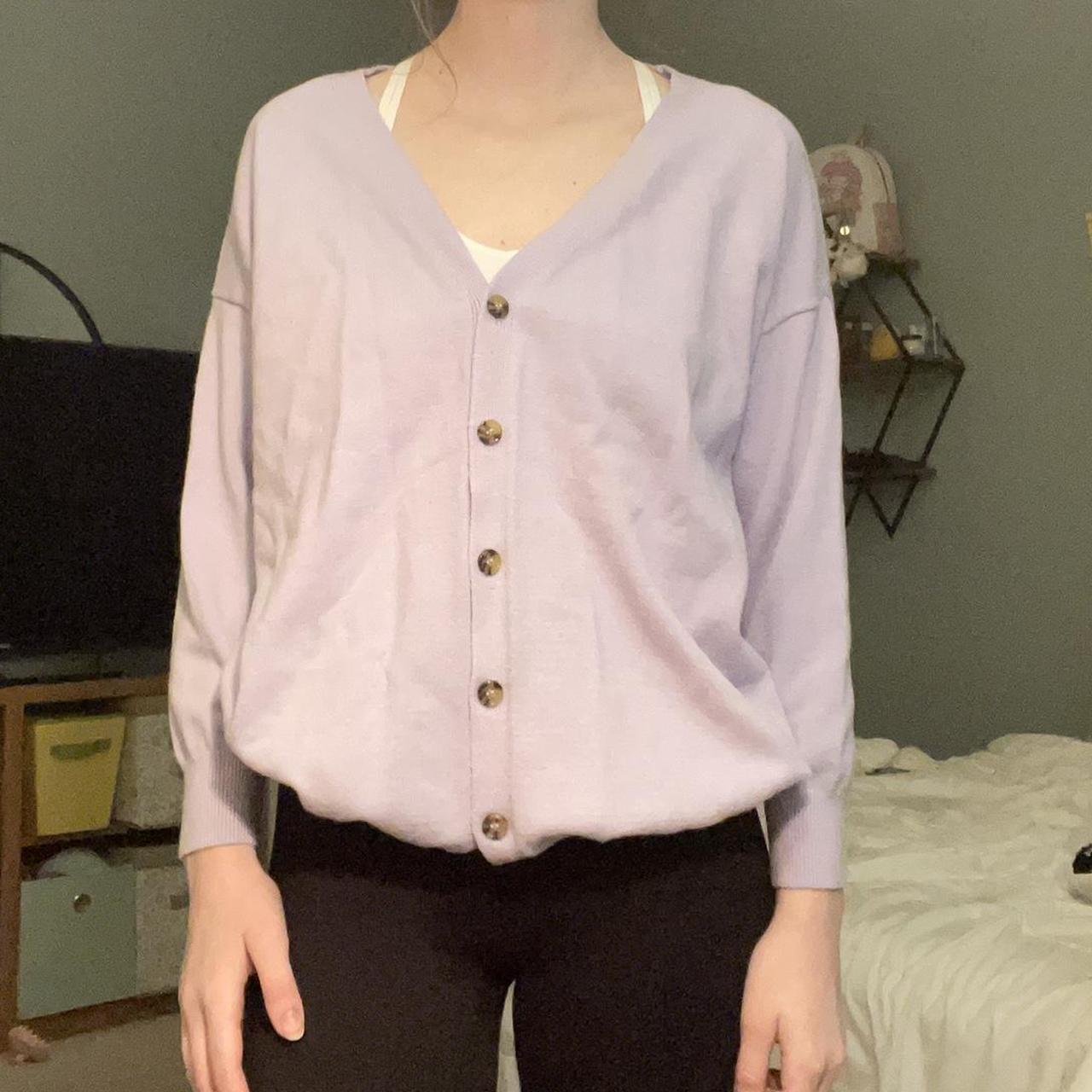 pastel lavender cardigan that buttons into a... - Depop