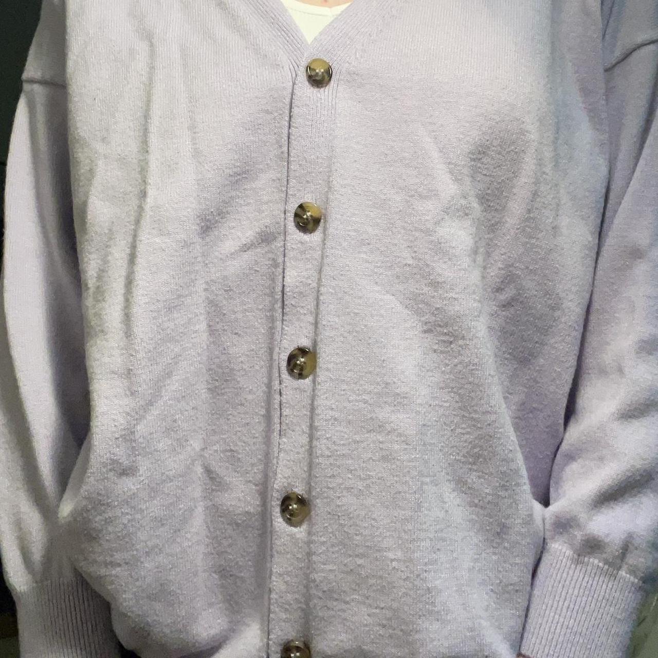pastel lavender cardigan that buttons into a... - Depop