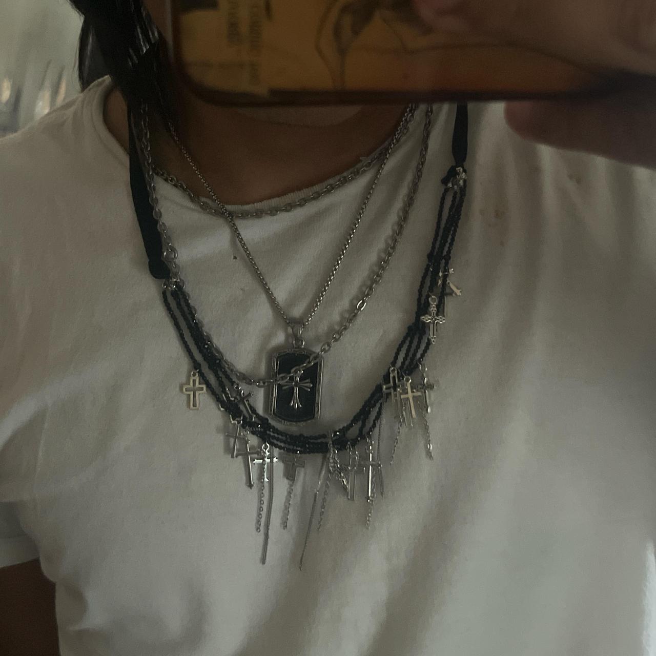 gothic cross necklace cool necklace full of... | Depop