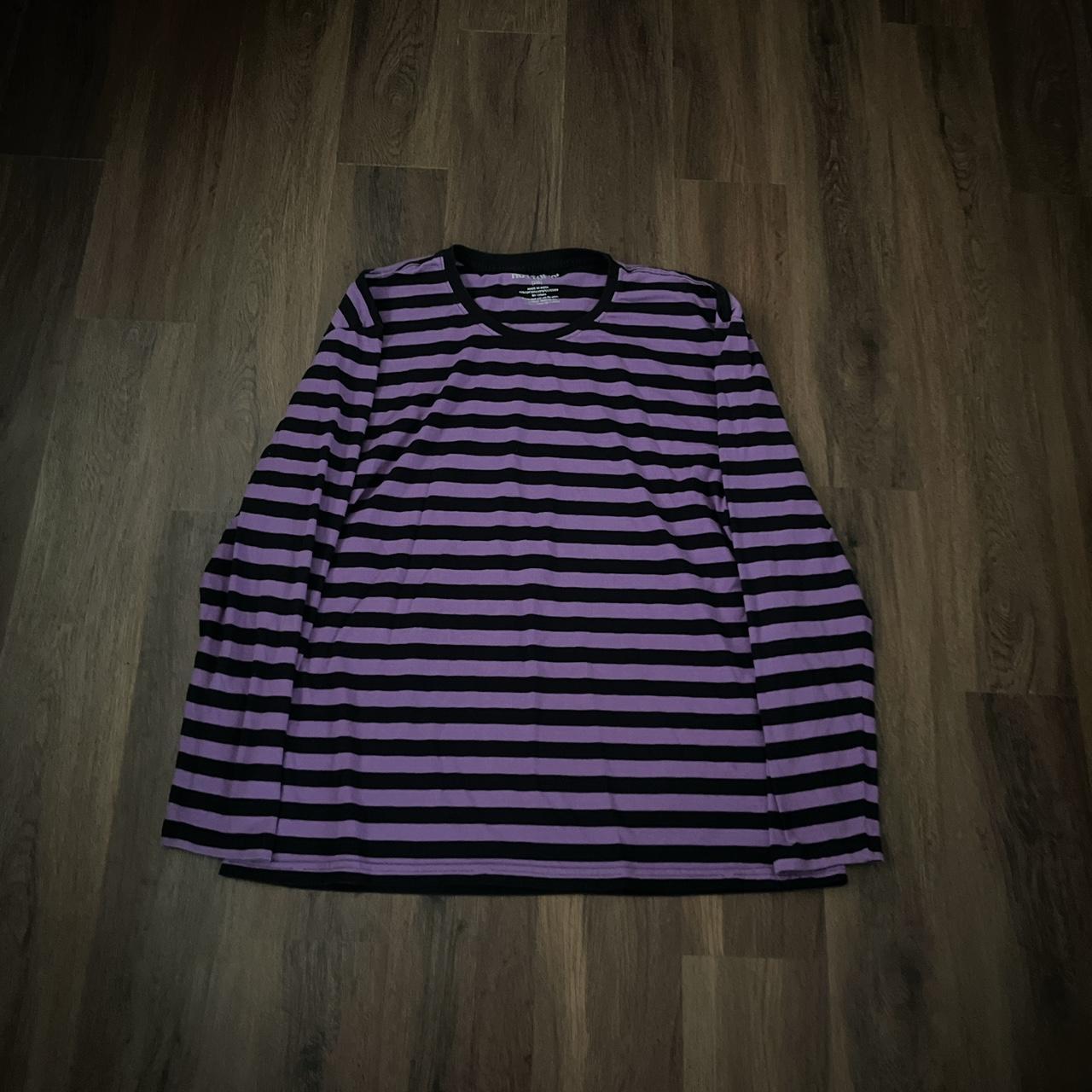 purple striped emo long sleeve cool visual kei... | Depop