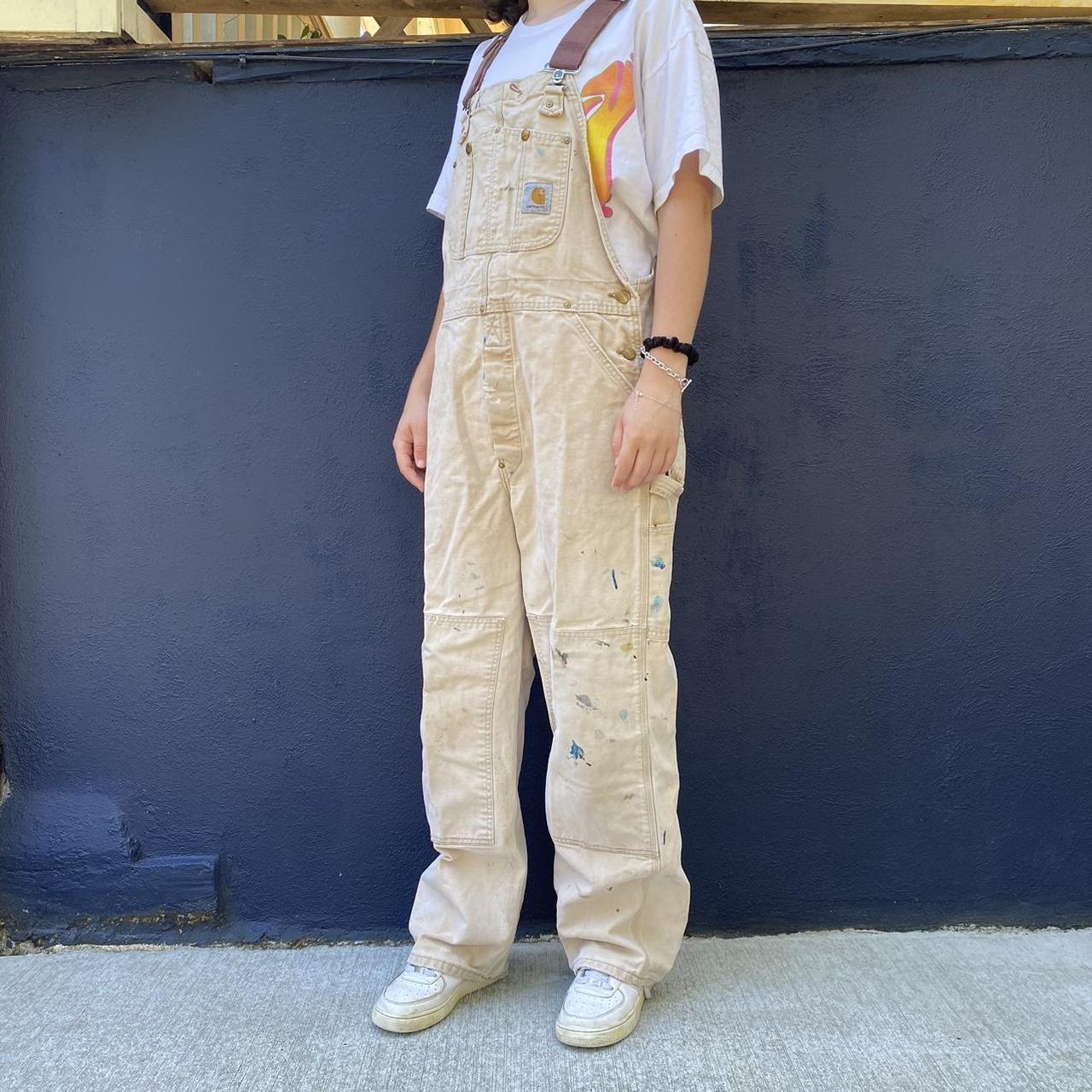 The coolest pair of tan/brown Carhartt overalls!!... - Depop