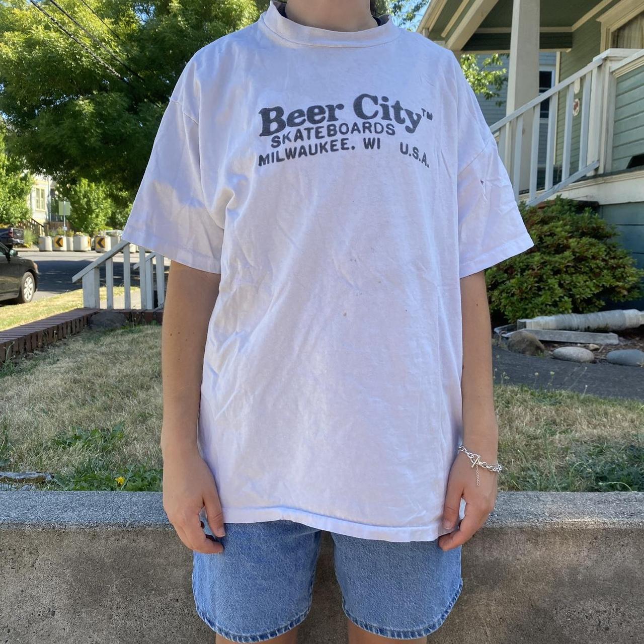 Vintage 90s single stitch Beer City USA skateboards... - Depop