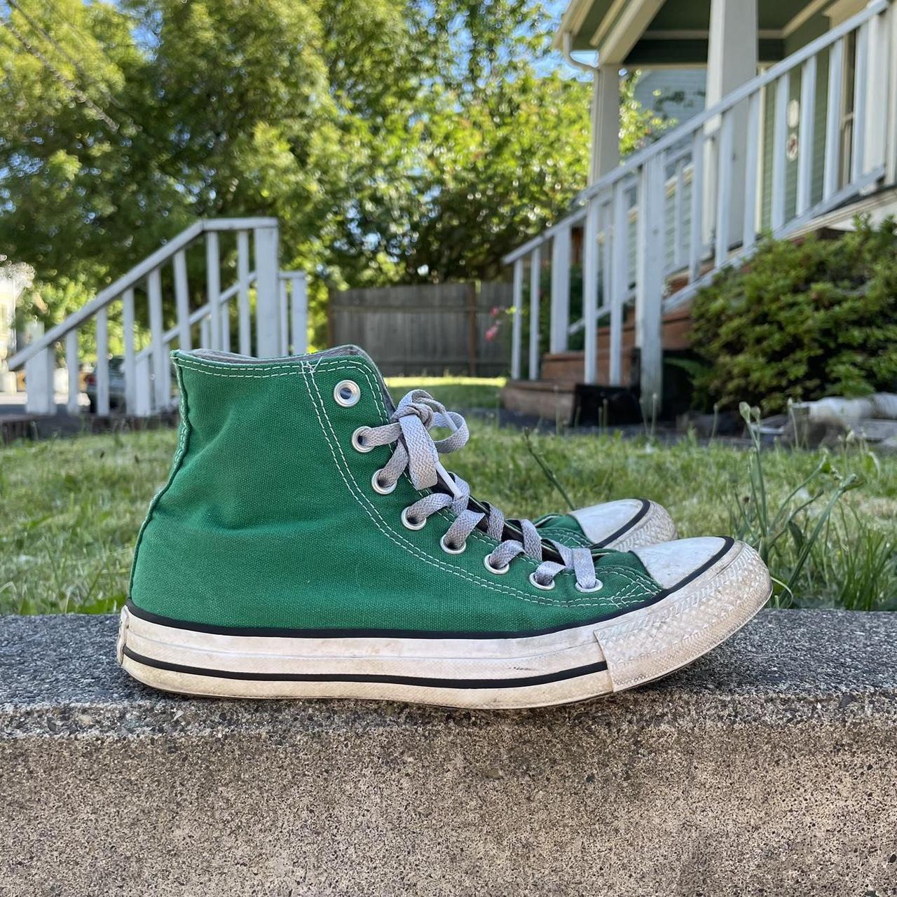 Amazing pair of green hightop Converse! These are an... - Depop