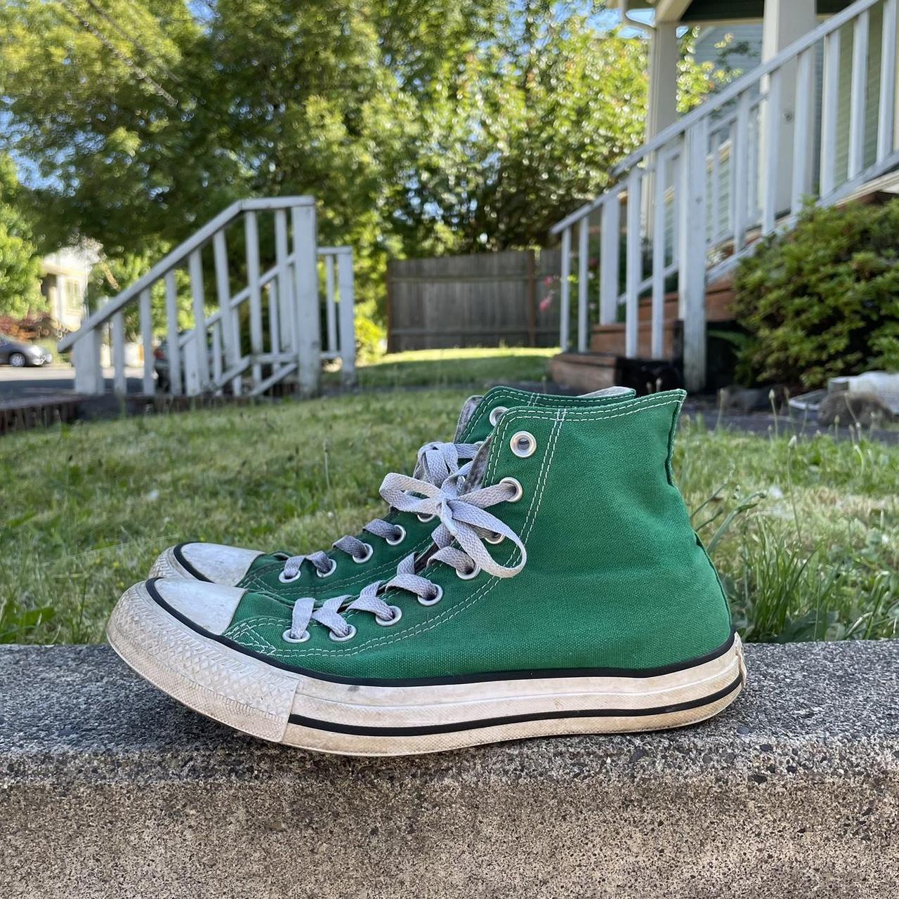 Amazing pair of green hightop Converse! These are an... - Depop