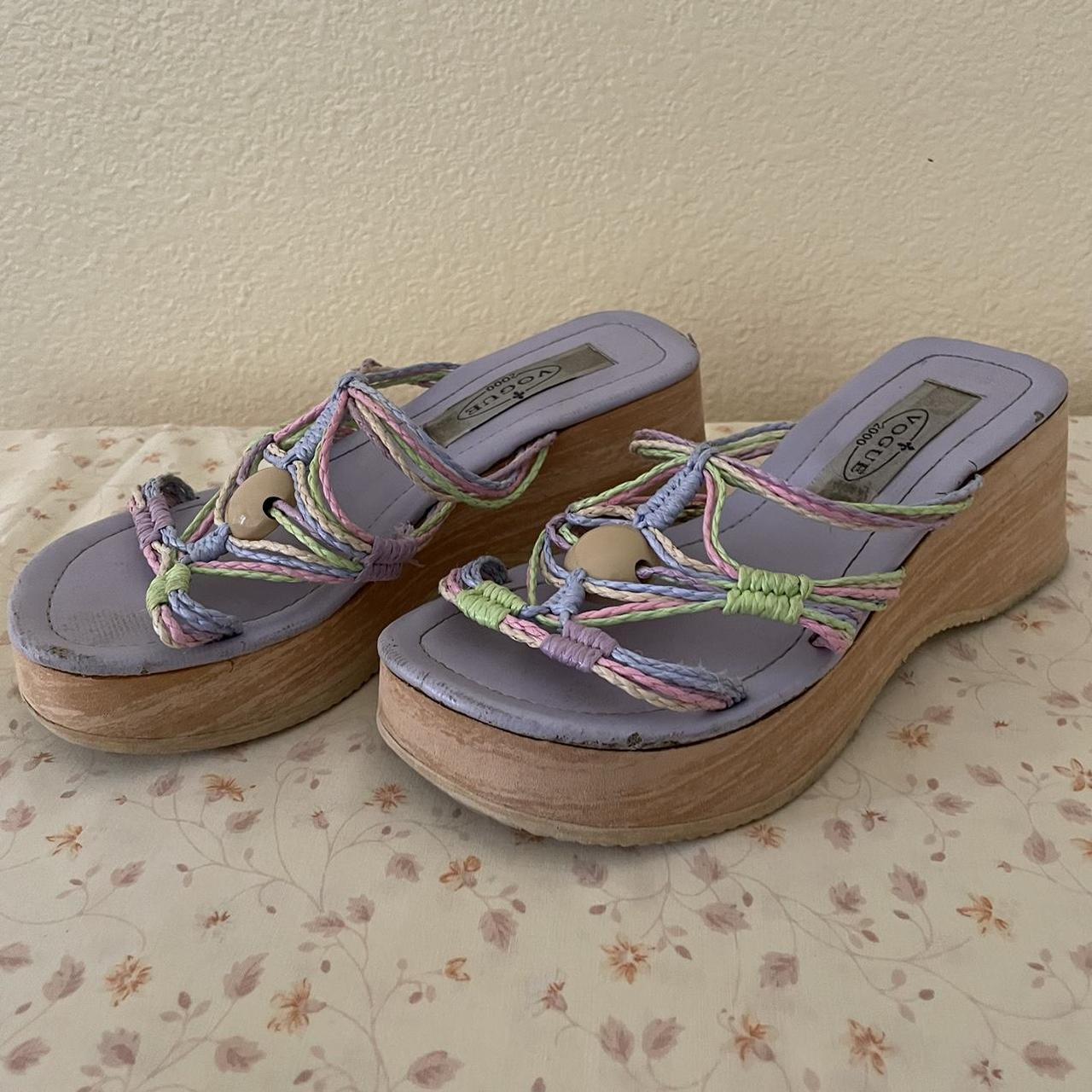 Vogue Women's Pink and Purple Sandals | Depop