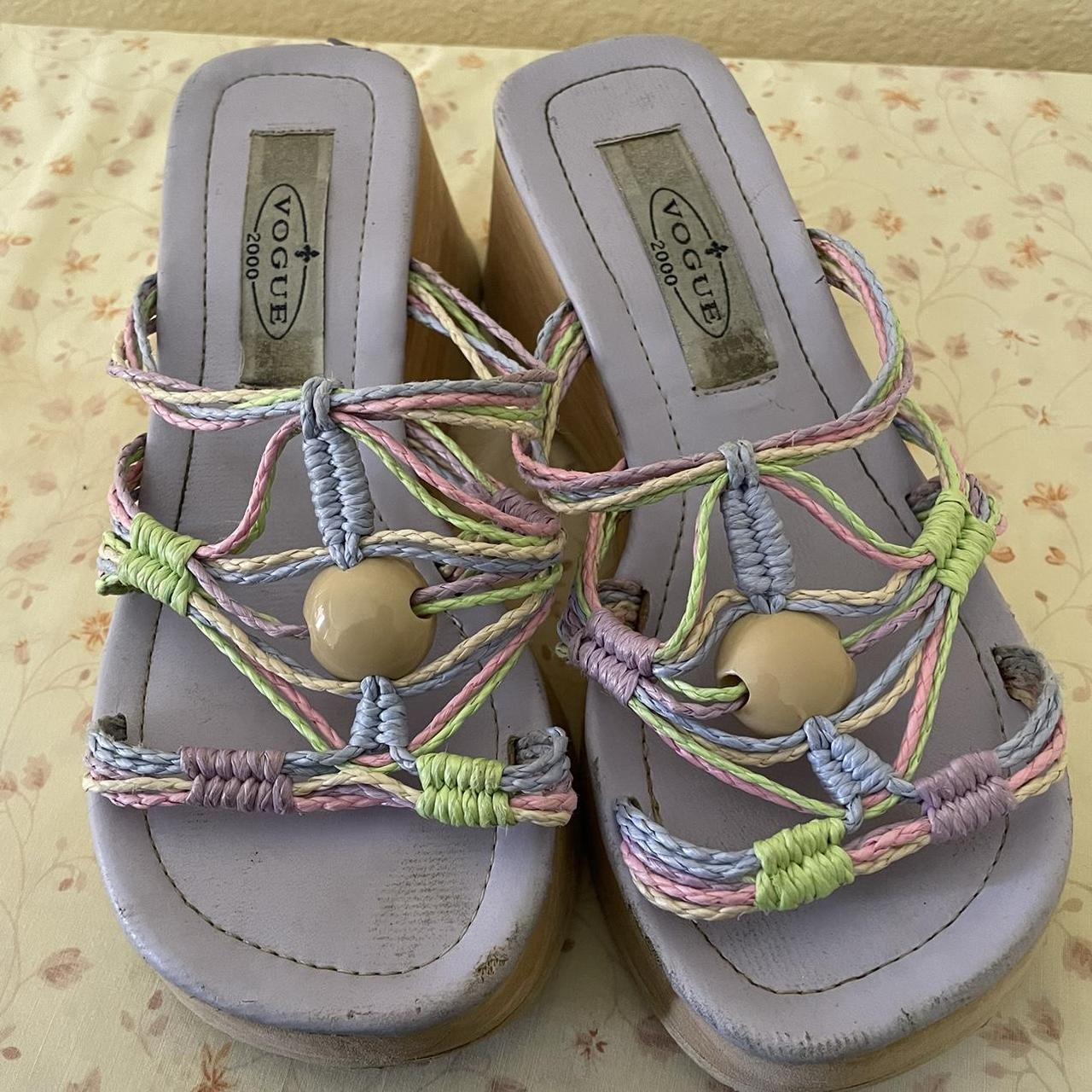 Vogue Women's Pink and Purple Sandals | Depop