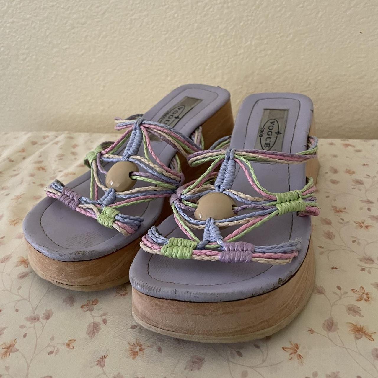 Vogue Women's Pink and Purple Sandals | Depop