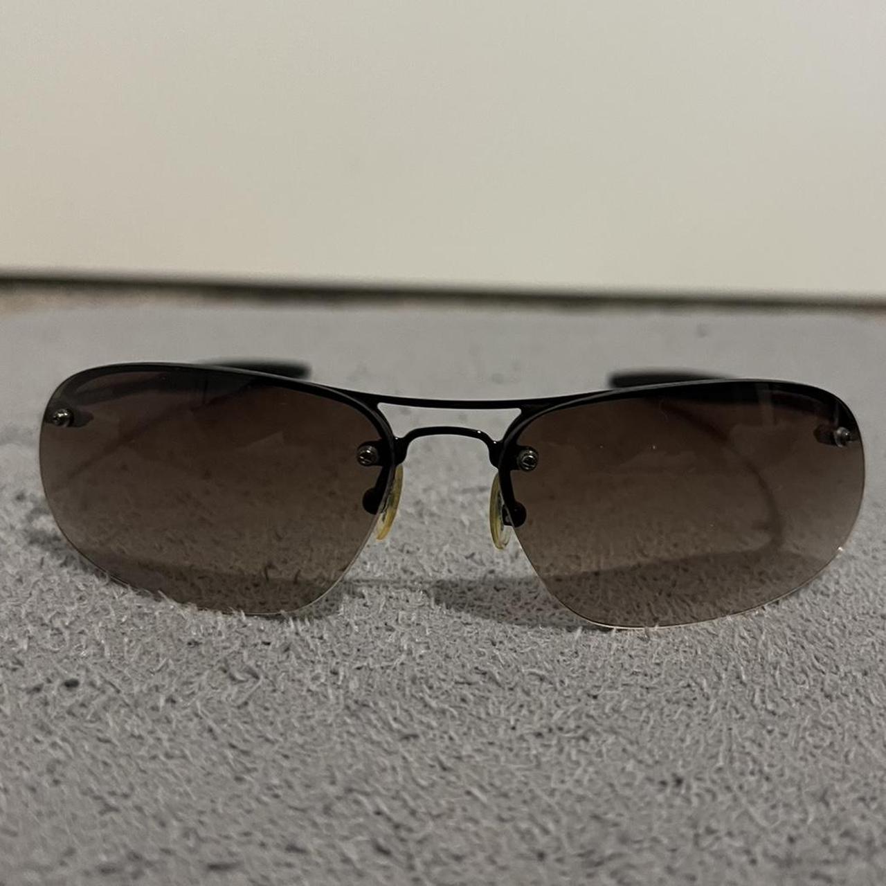 brown gradient rimless aviators | Depop