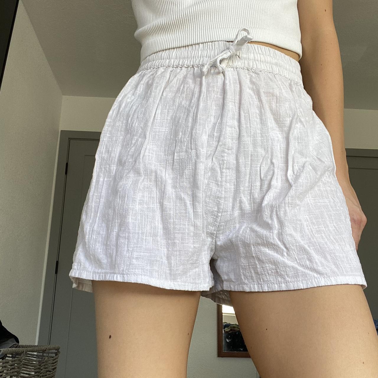 White linen high rise shorts from ASOS Perfect for... - Depop