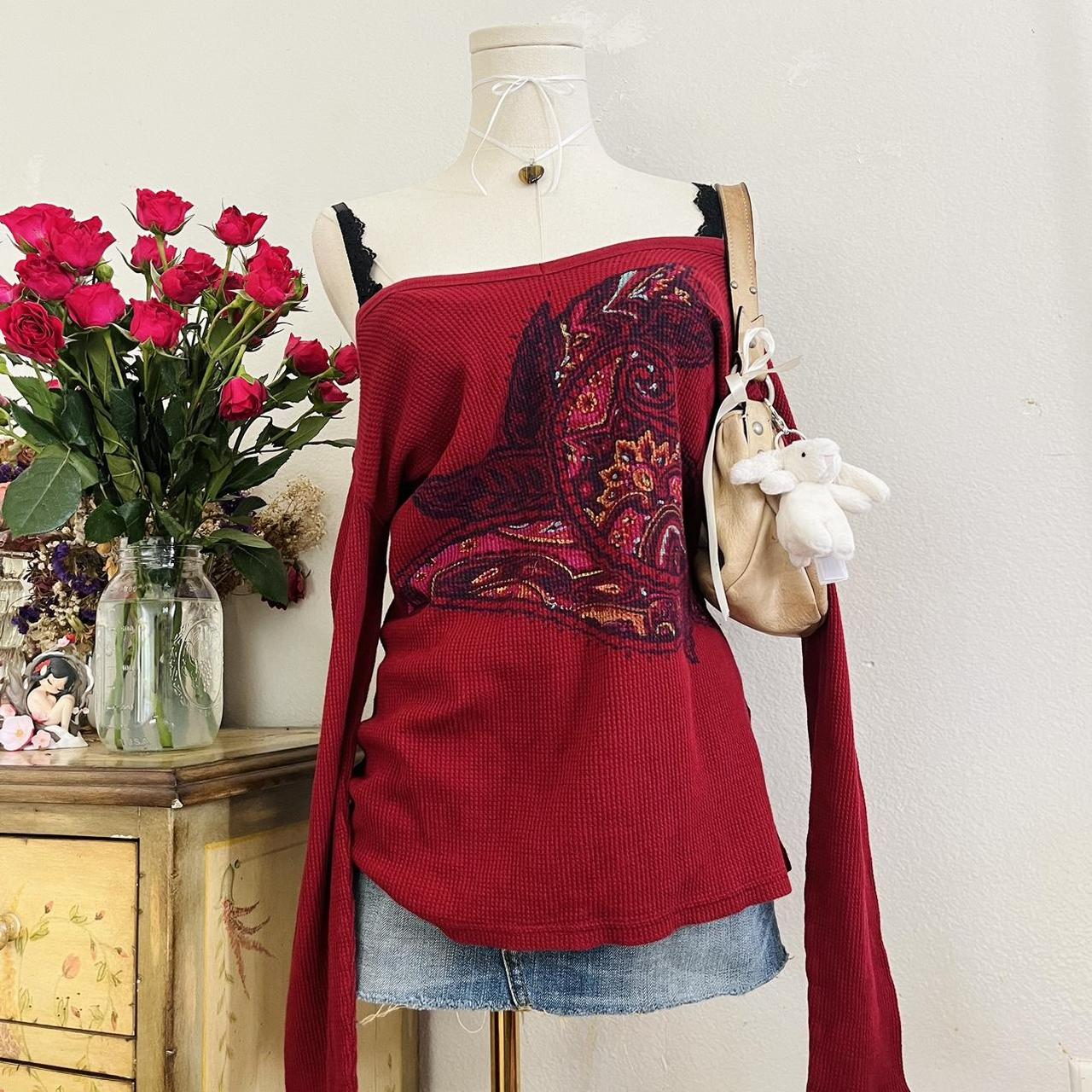 vintage off the shoulder top 🎀 literally the cutest... - Depop