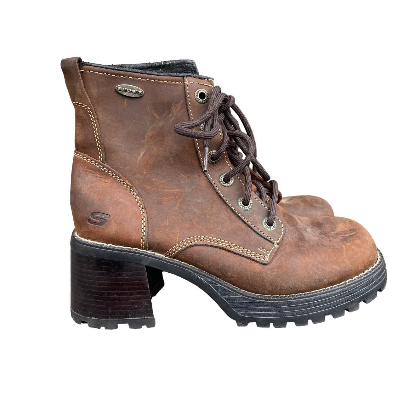 Vintage Y2K Skechers Platform Chunky Boots Brown... - Depop