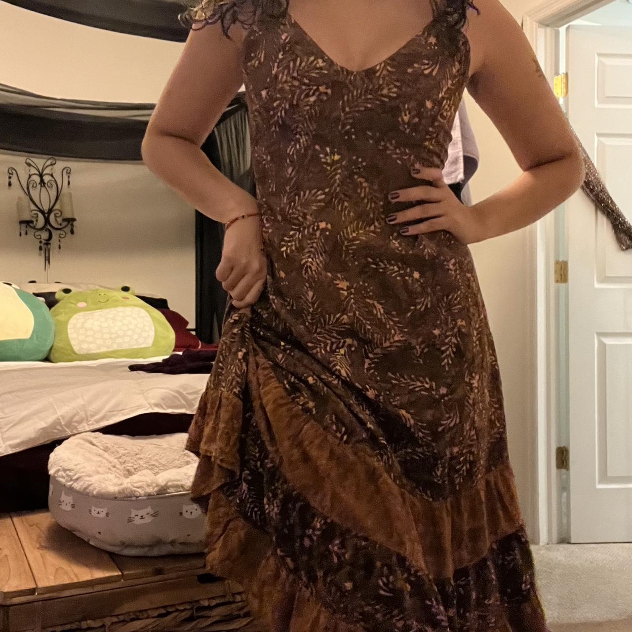 Brown Hippie Tie Dye Pattern Dress Size S But Fits Depop