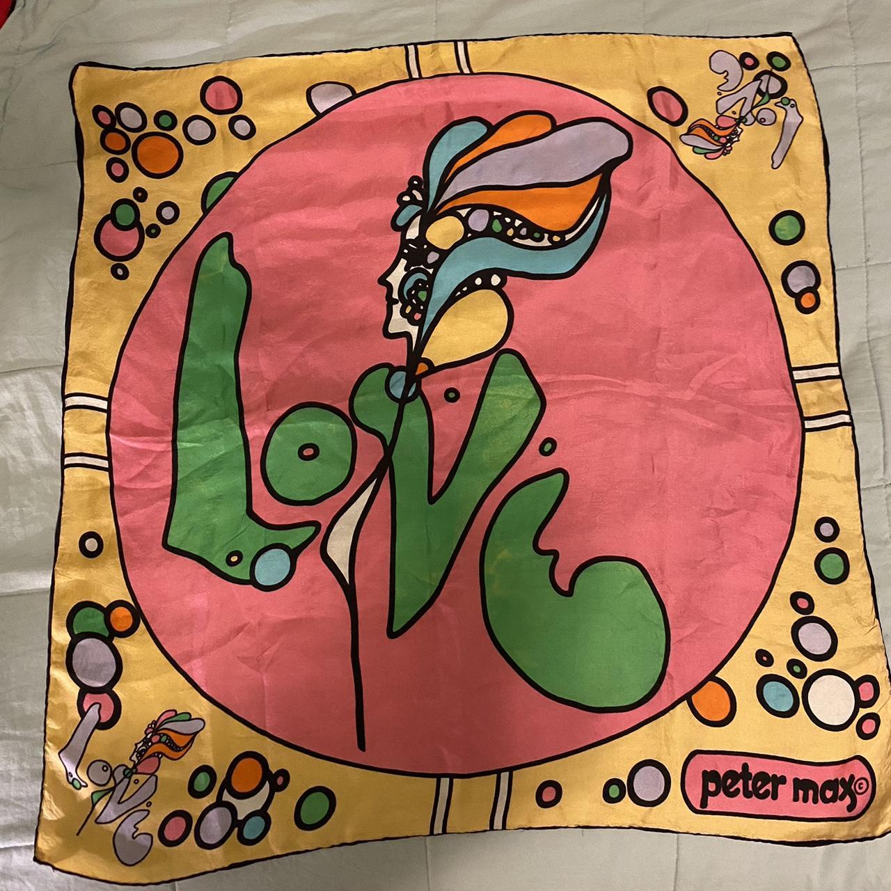 peter max “LOVE” psychedelic silk scarf. authentic... - Depop peter max “LOVE” psychedelic silk scarf. authentic... - Depop