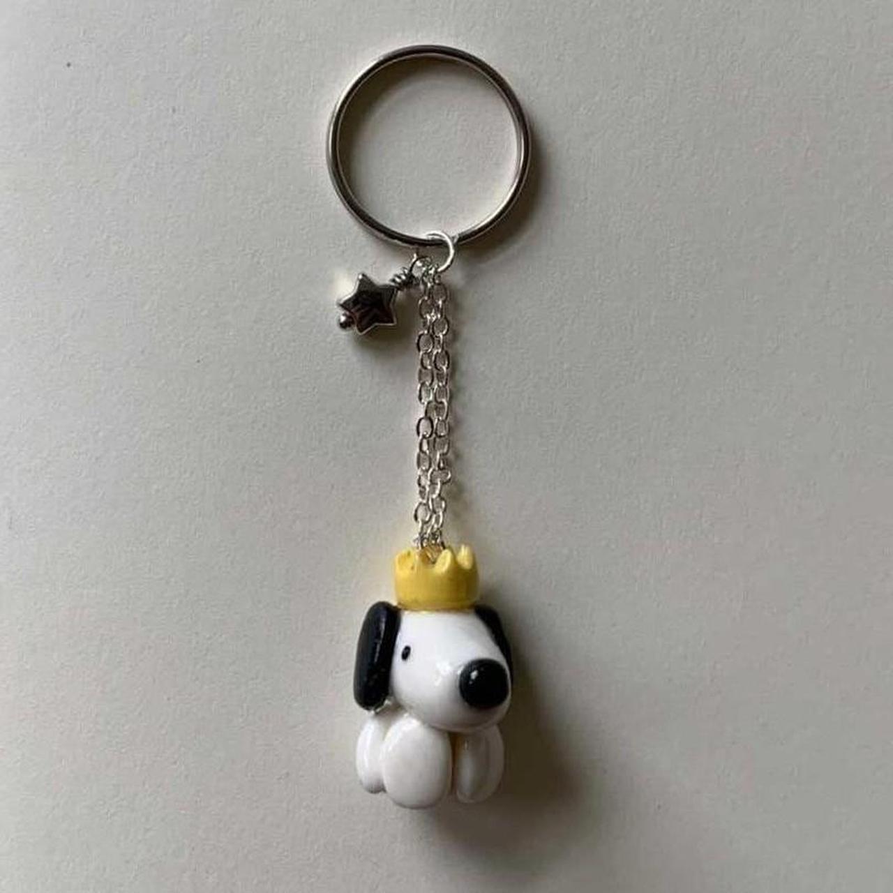 Handmade polymerclay snoopy w crown keychain ☆... - Depop