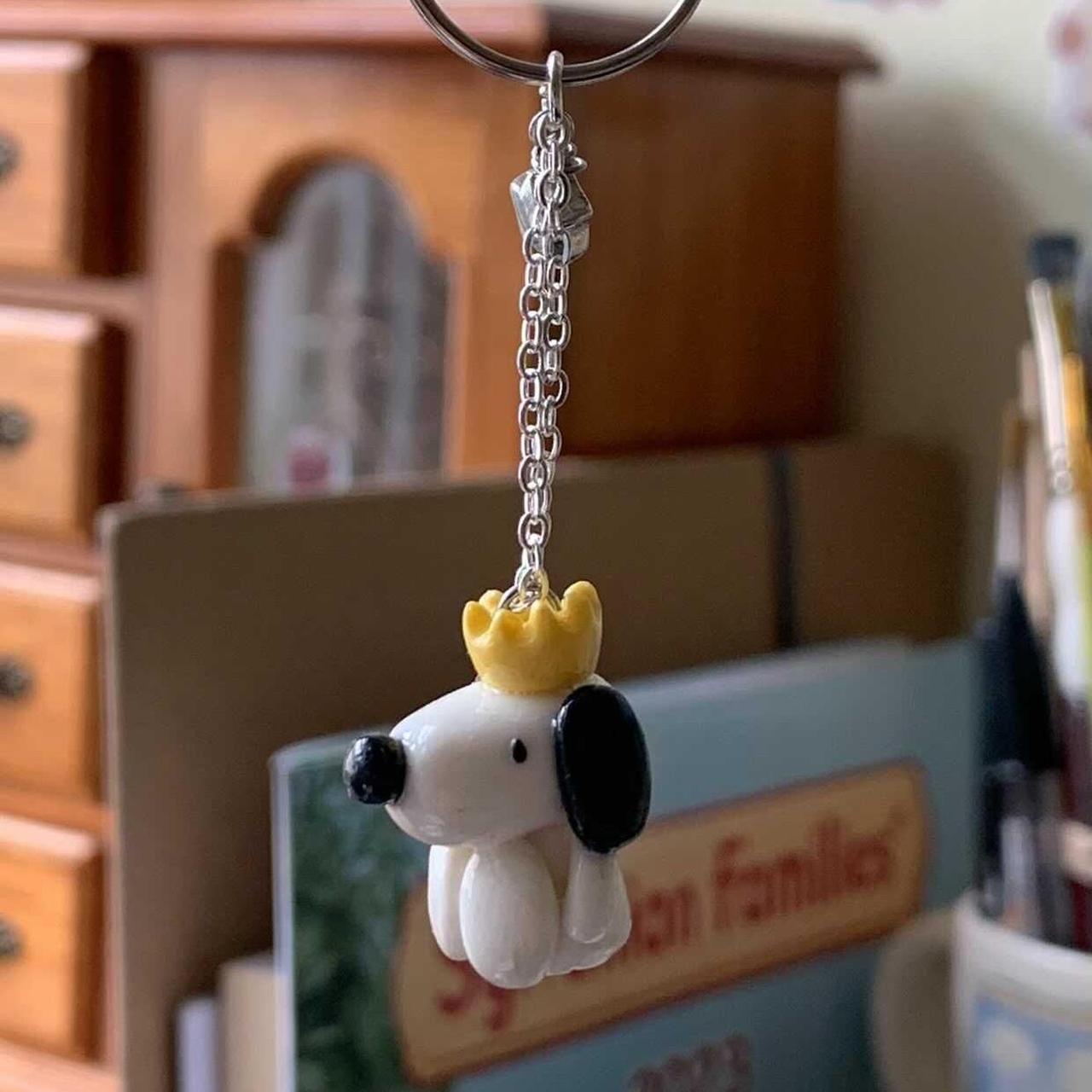 Handmade polymerclay snoopy w crown keychain ☆... - Depop