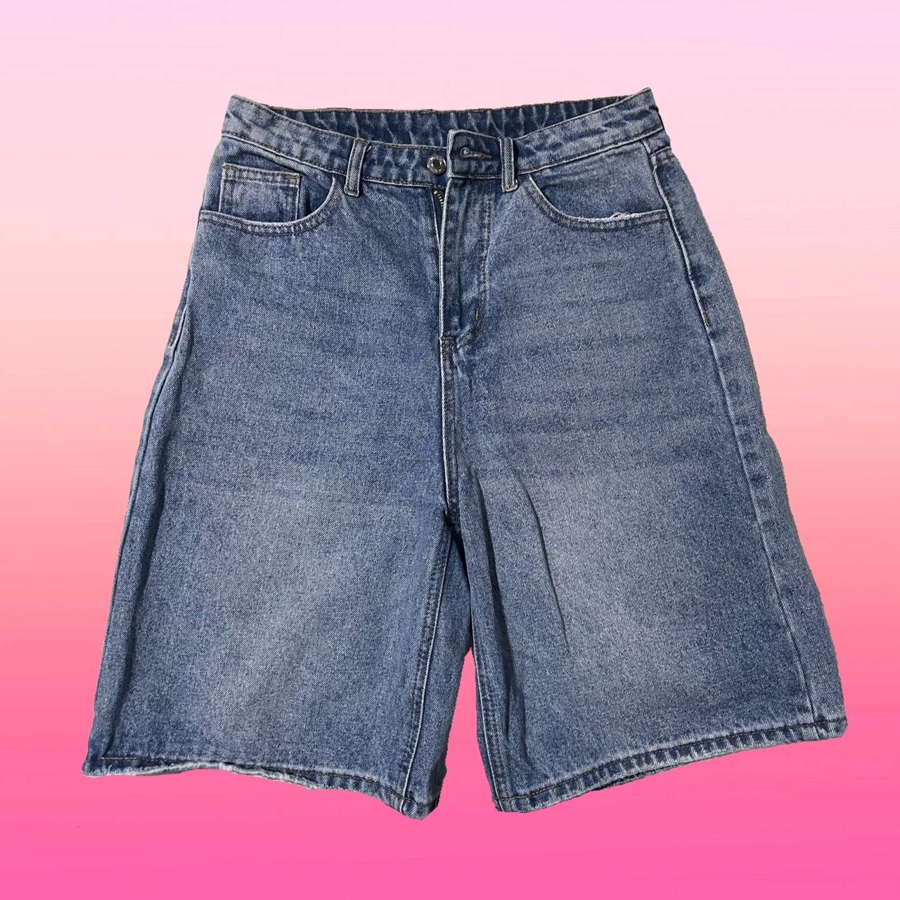 Light Blue Wash Denim High Waisted Jorts Denim Depop