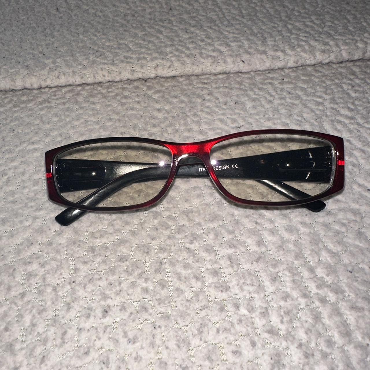 Red frame eye glasses NON PRESCRIPTION... - Depop