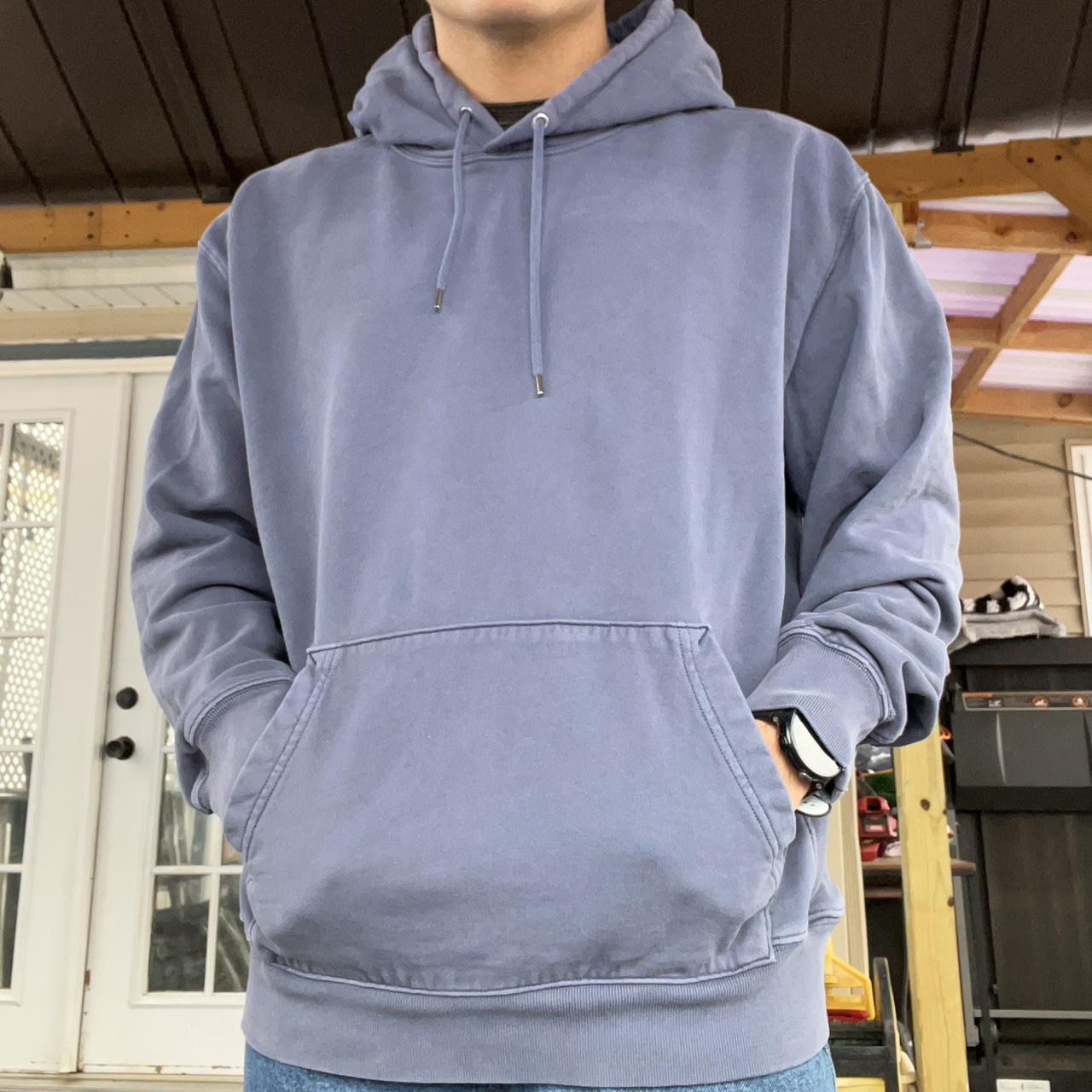 Powder Blue Hoodie -nice faded color -distressing... - Depop