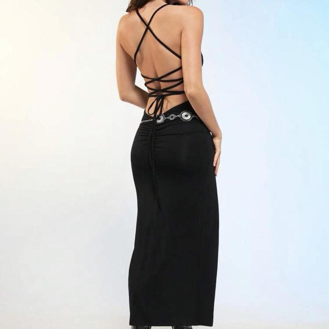 backless maxi dress with slit. super cute and... - Depop