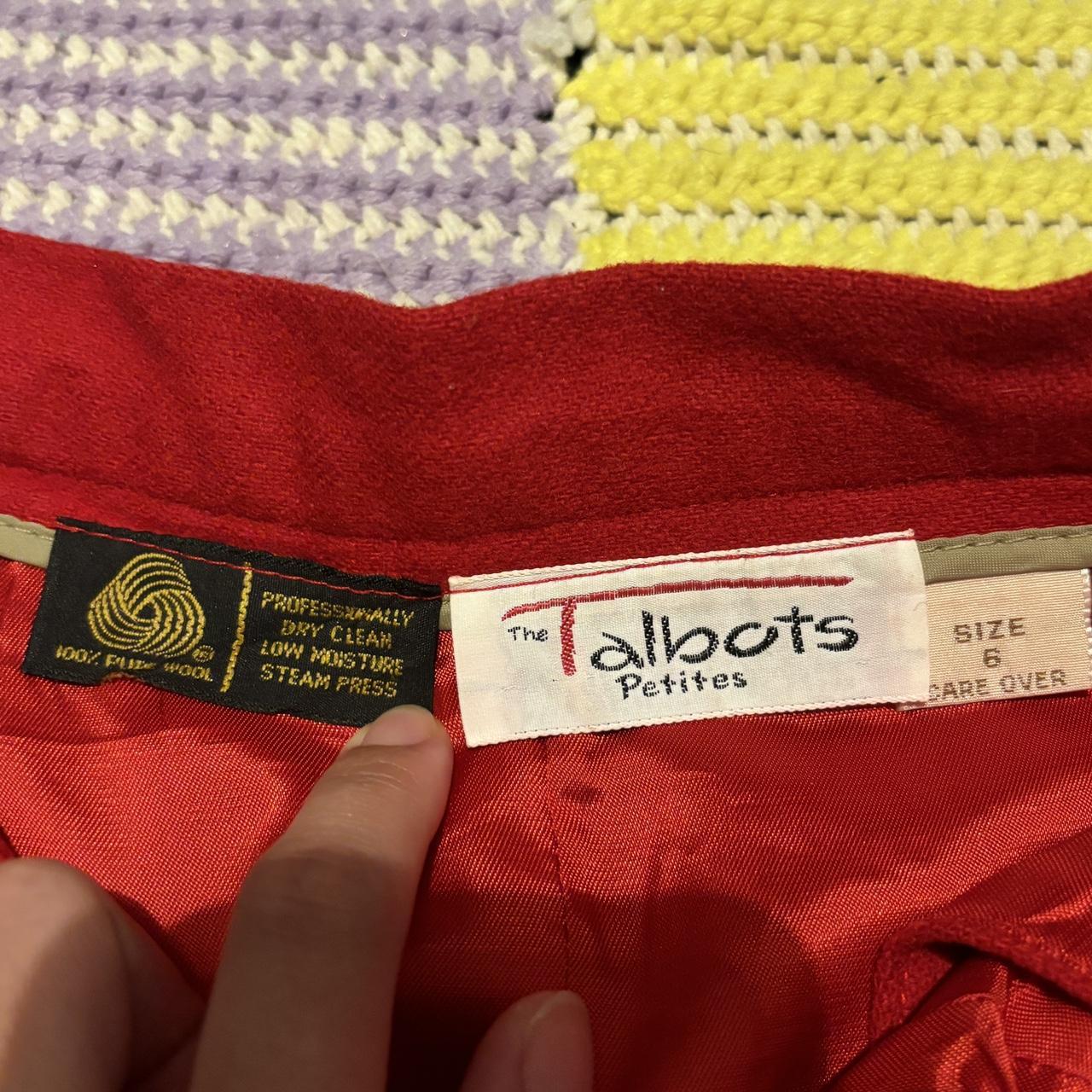 90s Talbots red wool mini skirt with 2 pockets 25”... | Depop