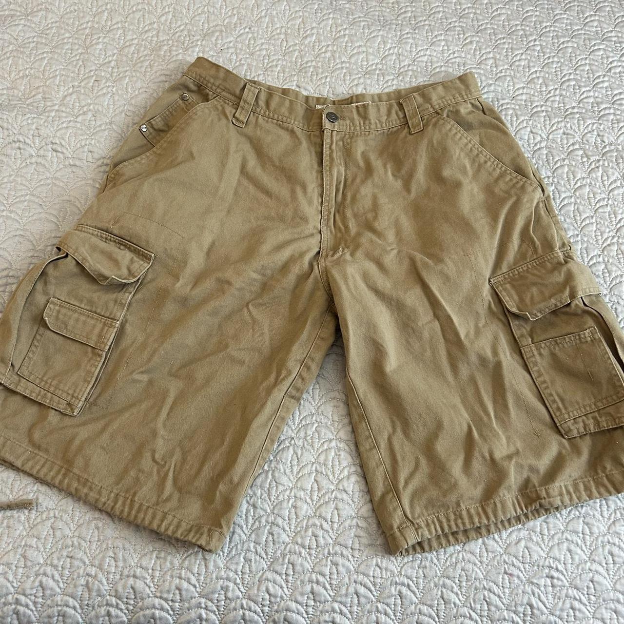 baggy tan/khaki jorts! - brand: angel wear -... - Depop