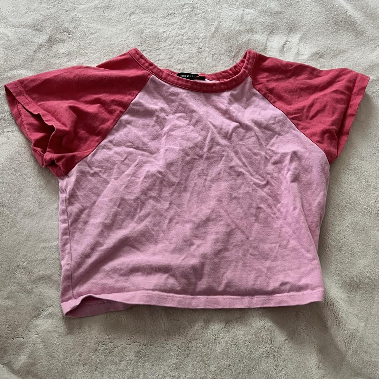 medium two-tone pink baby tee from forever 21.... - Depop
