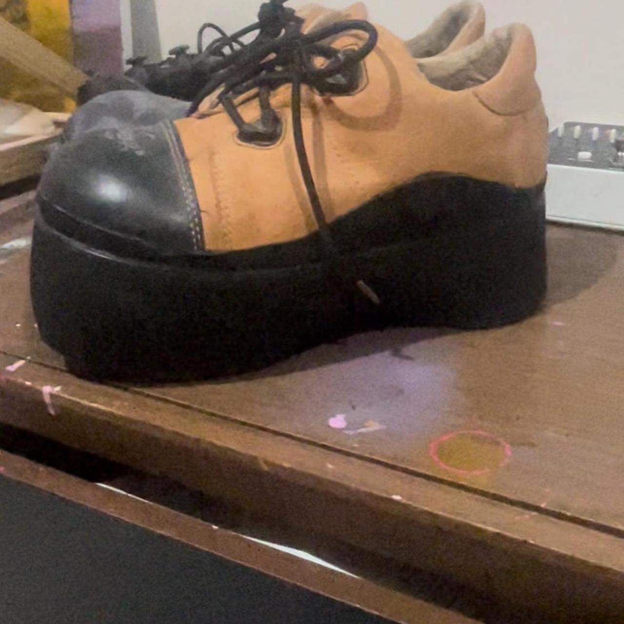 Vintage black and orange low top swear platforms!... - Depop