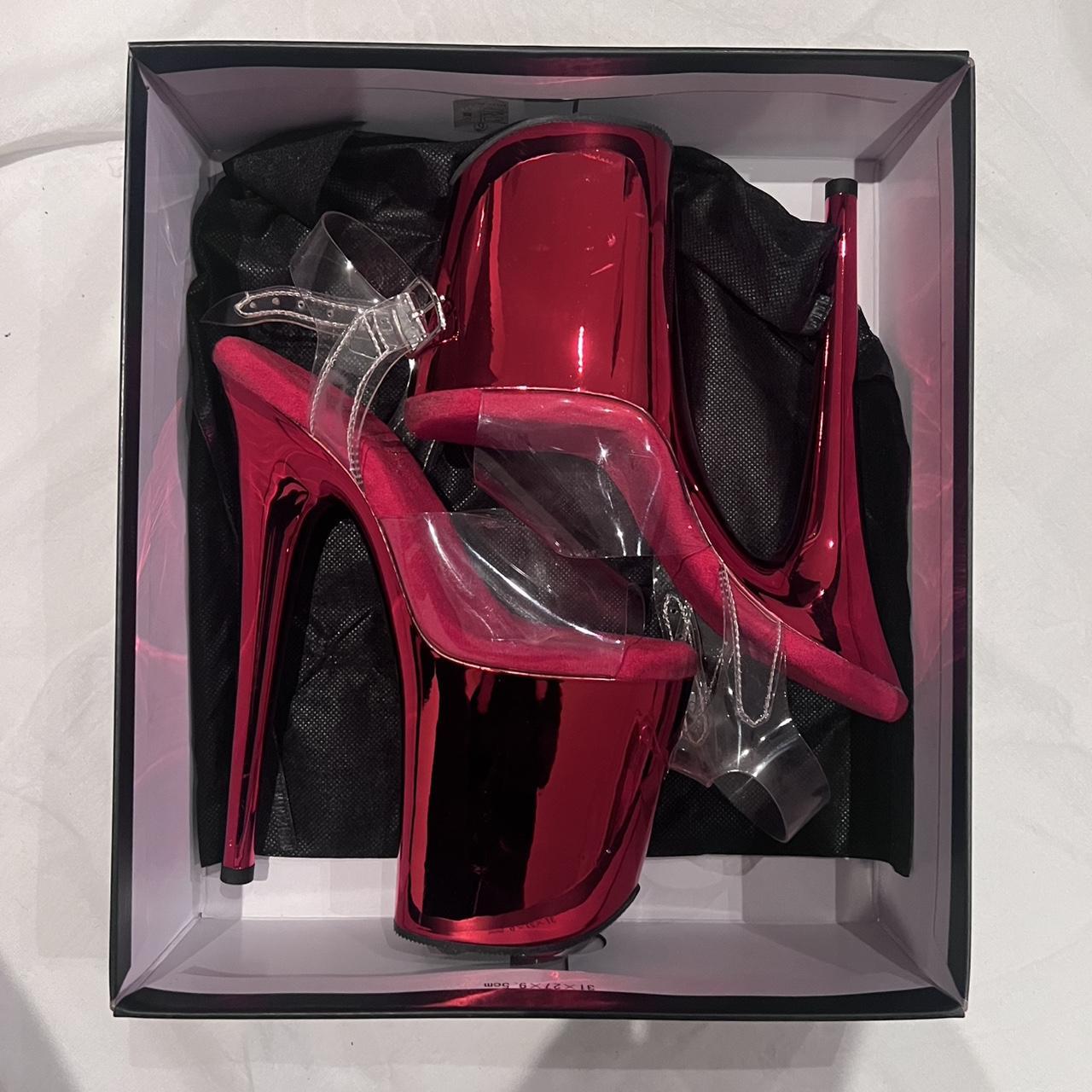 PLEASERS like new size 6 Red 8 inch platform heels... | Depop