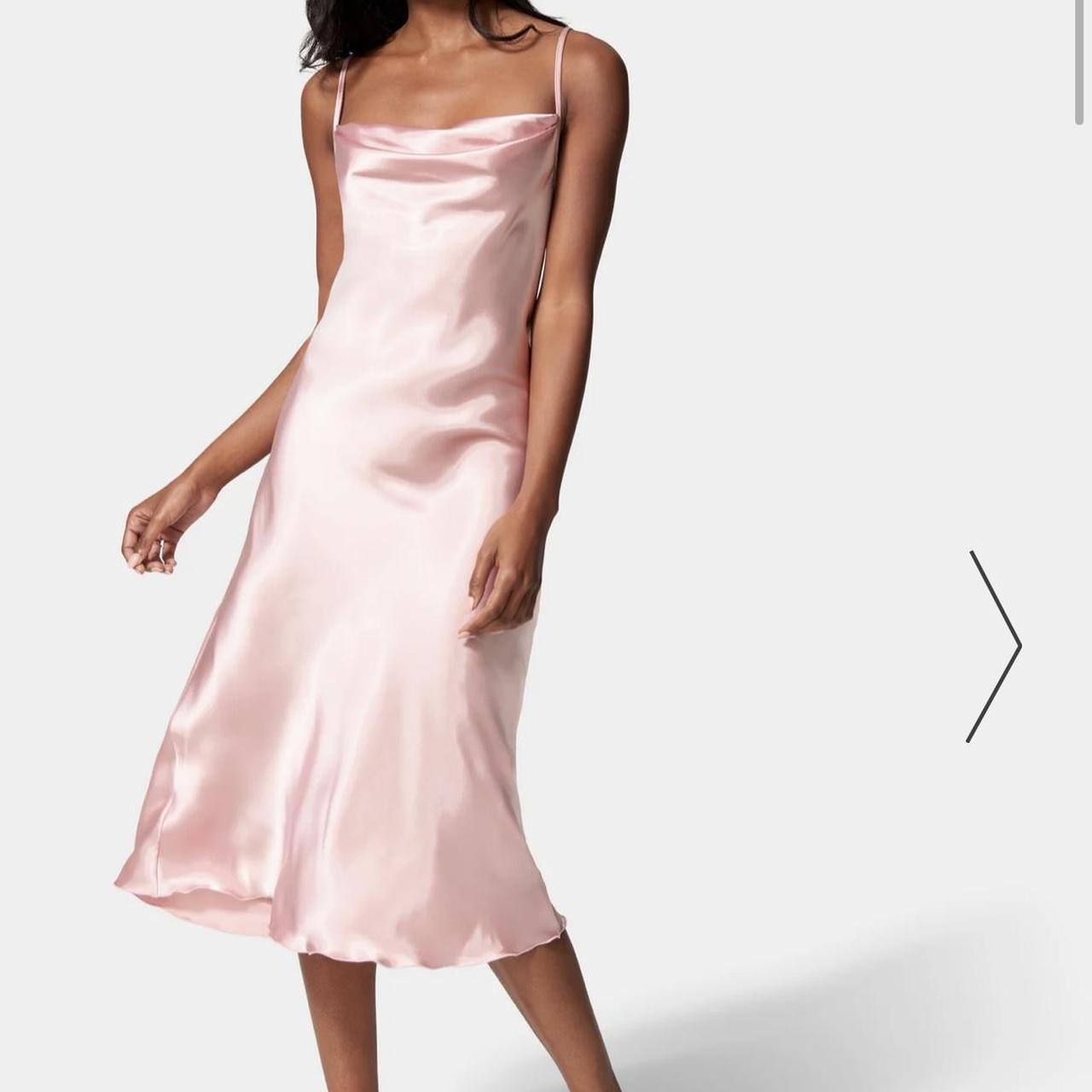 Bebe Pink Satin Midi Dress 🎀 Condition: Like New... - Depop