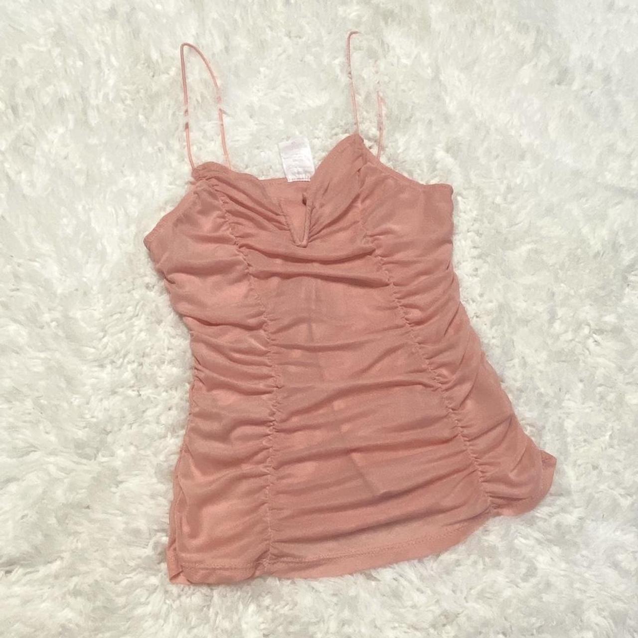 Baby pink ruched mesh cami 💗🤍 fits xs-s -!... - Depop