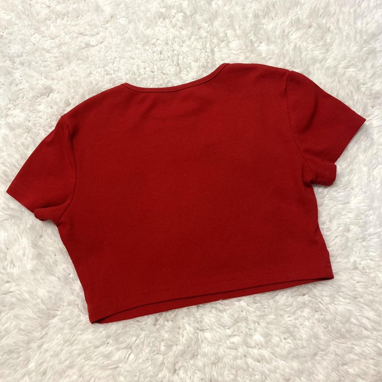 Red SHEIN crop top very very cropped, fits right... - Depop