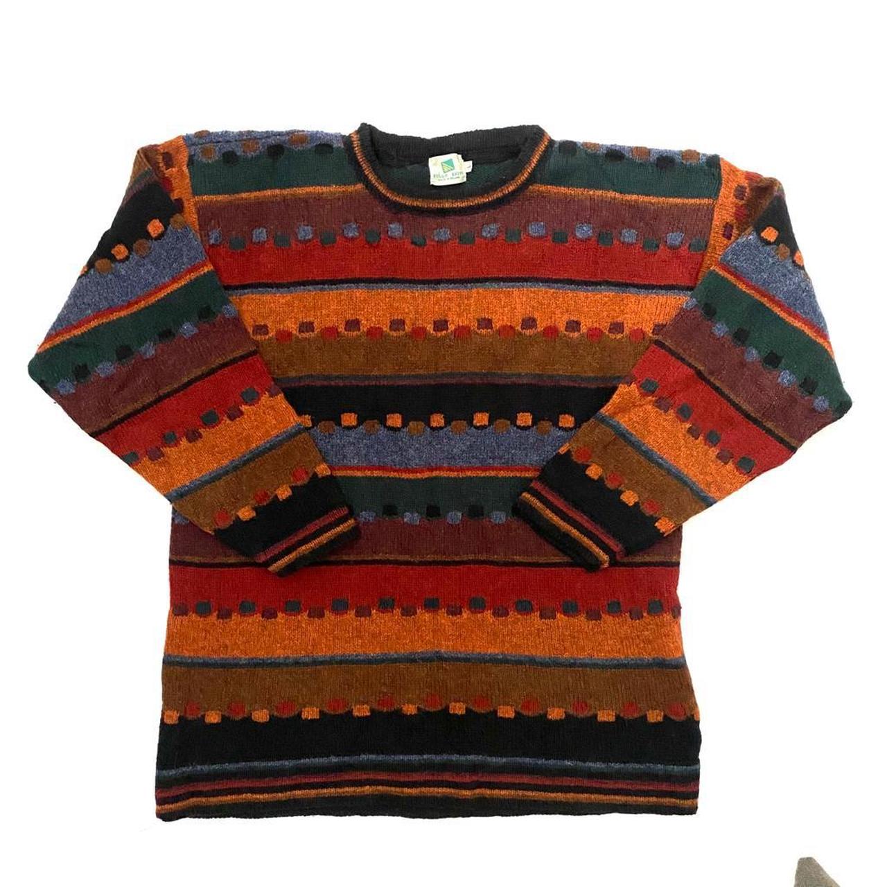 Vintage Multicolour Striped Sweater Jumper Retro 90s... - Depop