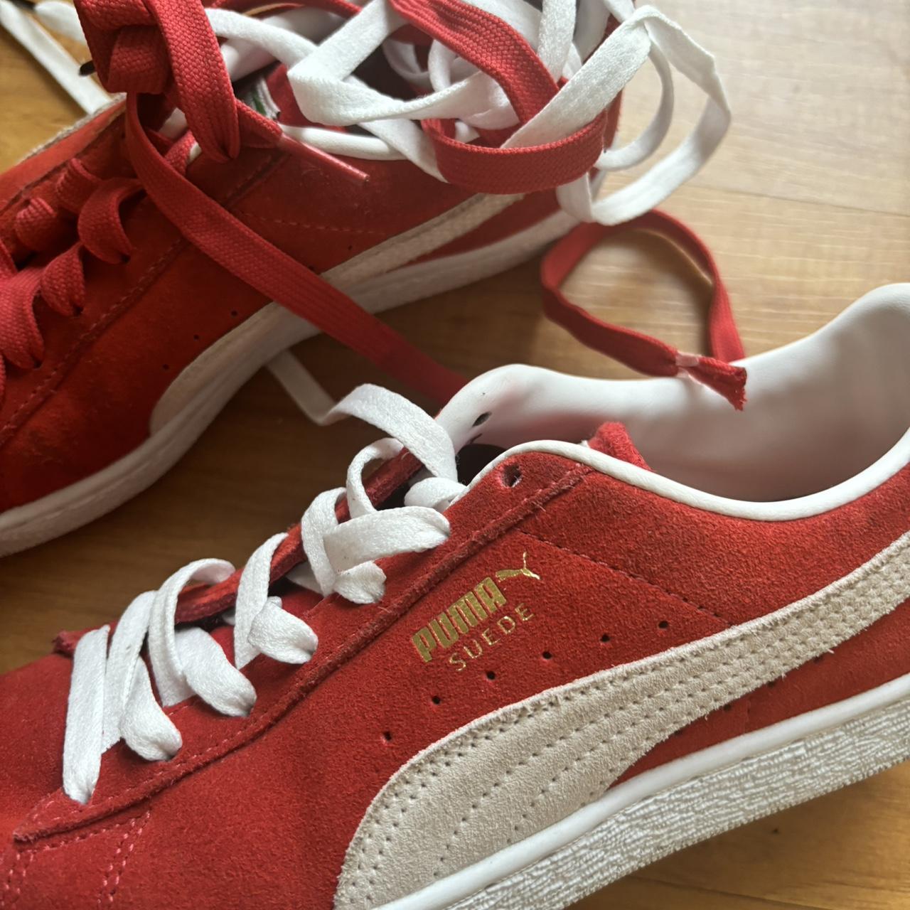 Puma red suede sneakers - comes with red and white... - Depop