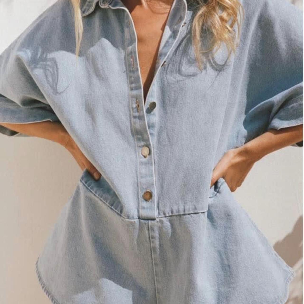 Coco willow denim Rae play suit Size xs Worn once - Depop