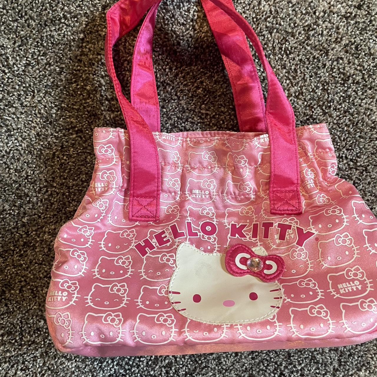 pink hello kitty satin mini purse some wear on... - Depop