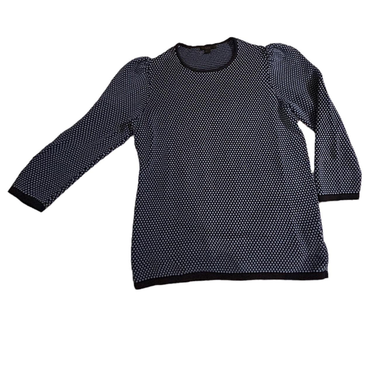 COS blue and black textured knit jumper. Puffy... - Depop