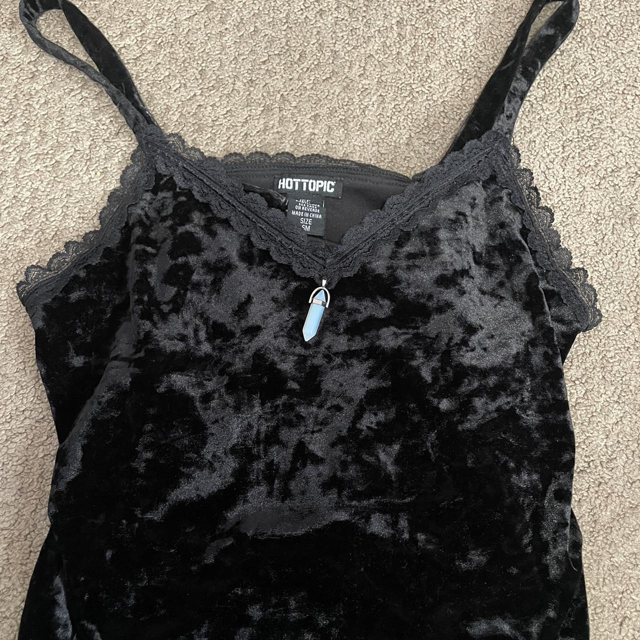 Black Velvet Top from Hot Topic. Never worn Size M... - Depop