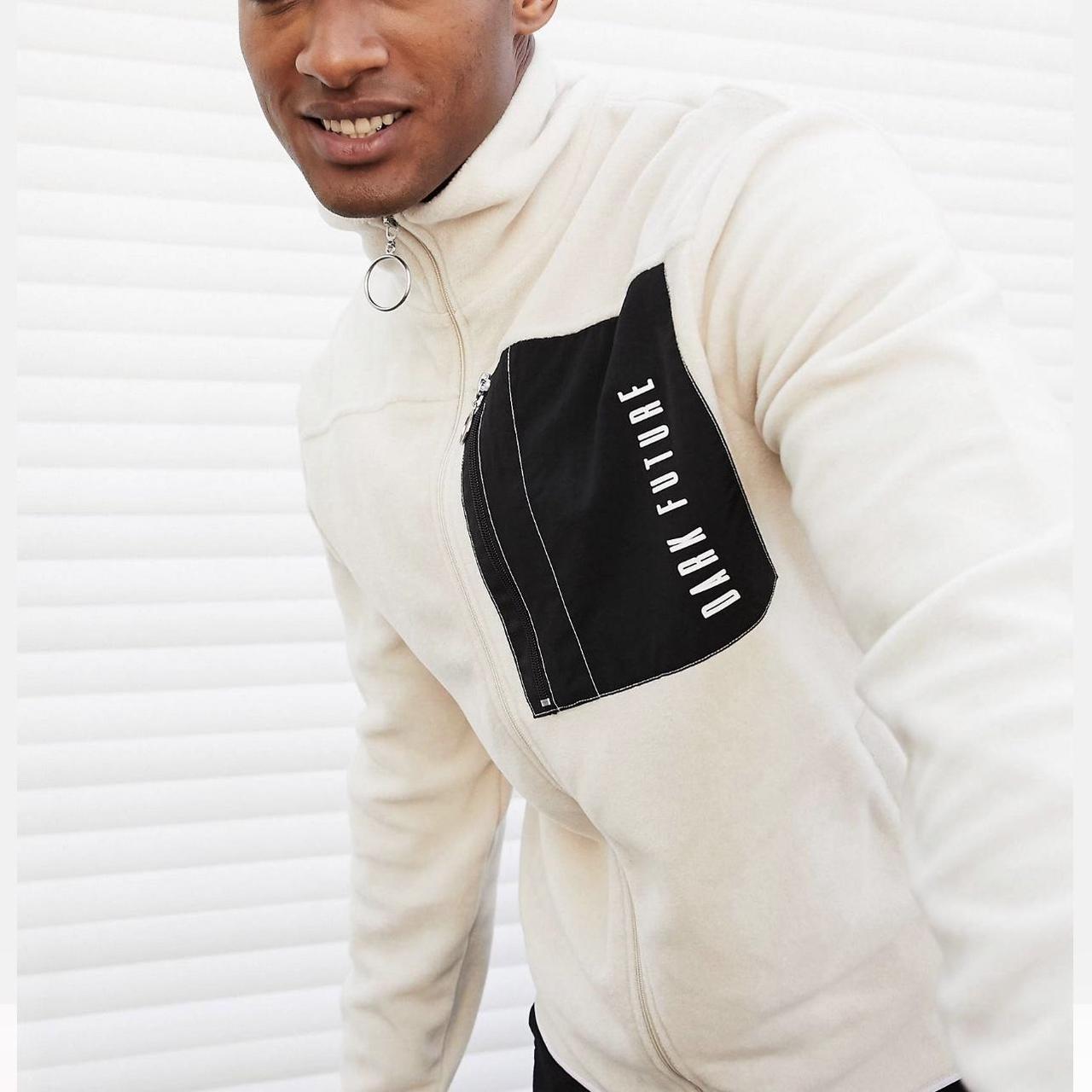 Oversized fleece jacket with chest pocket - Depop