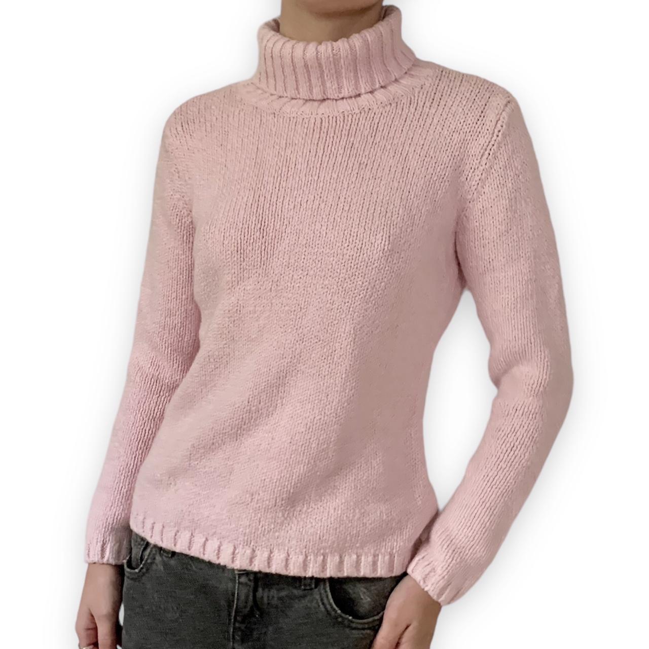 Pink Cozy Chunky Knit Turtleneck Sweater. Super... - Depop