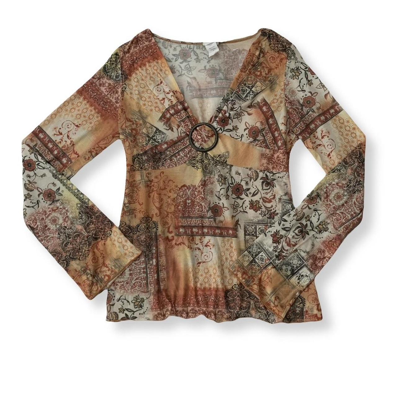 90s does 70s Boho Earthcore festival paisley floral... - Depop