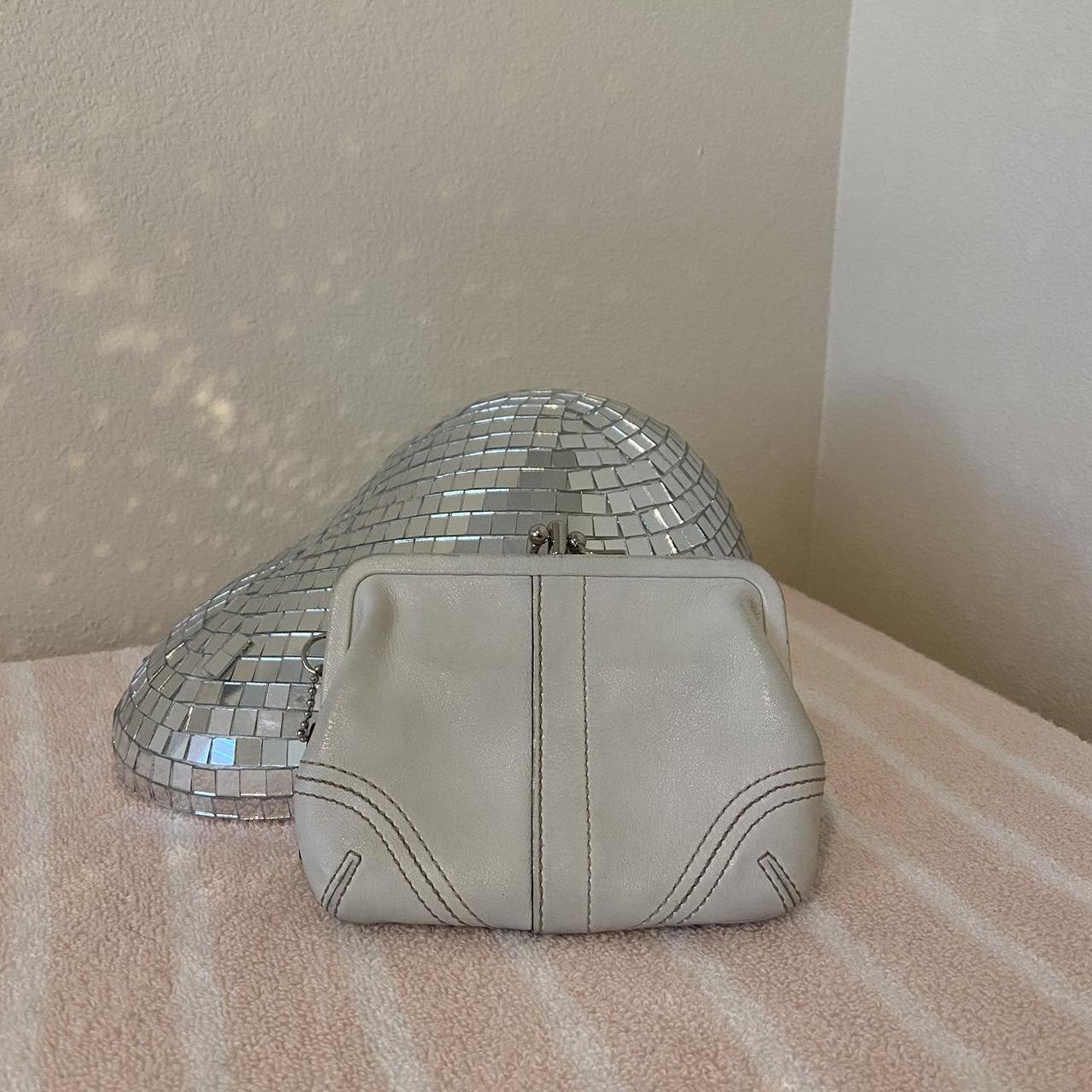 Off-white/ light gray double kiss lock wallet/ coin... - Depop