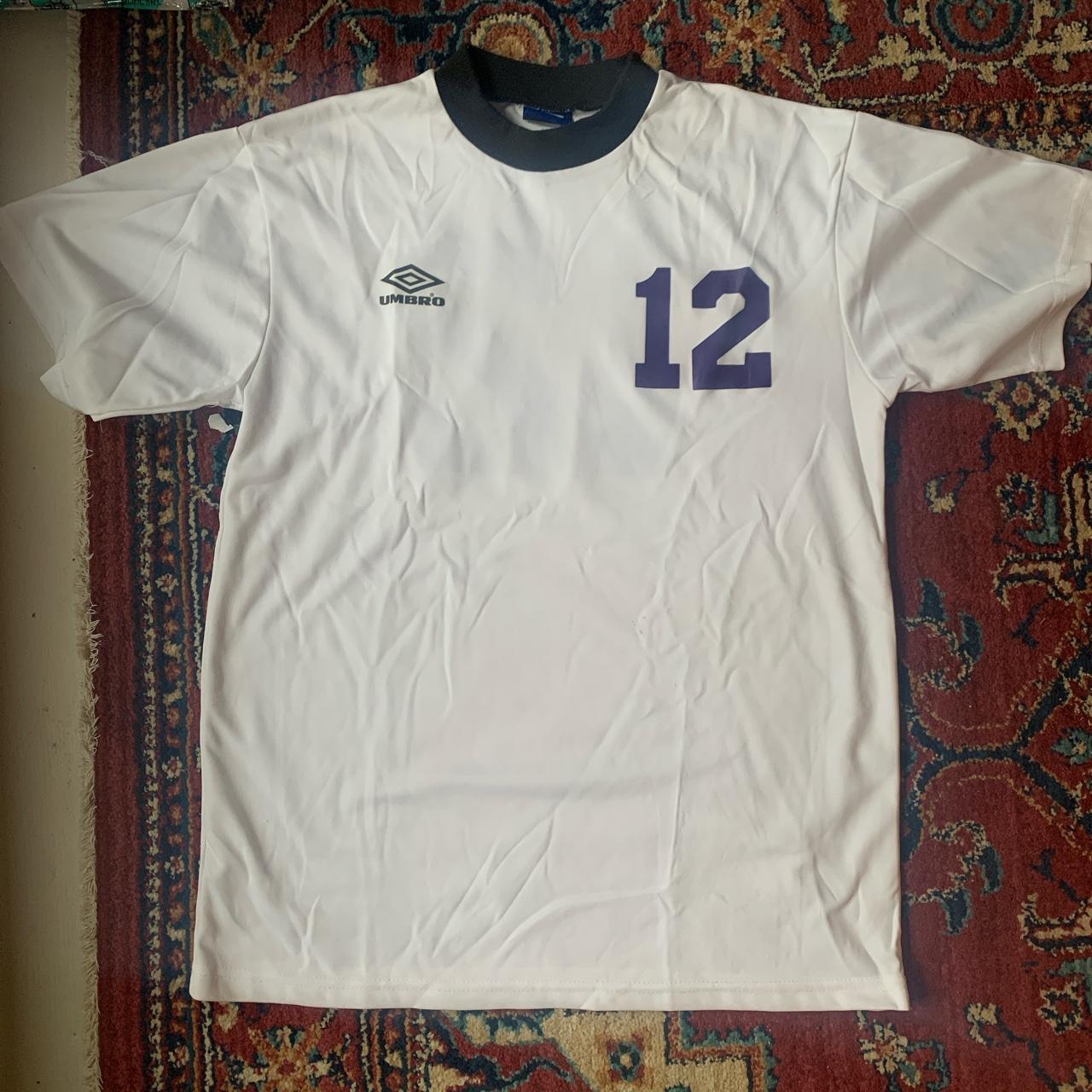 Vintage late 90s UMBRO soccer jersey number 12 front... - Depop