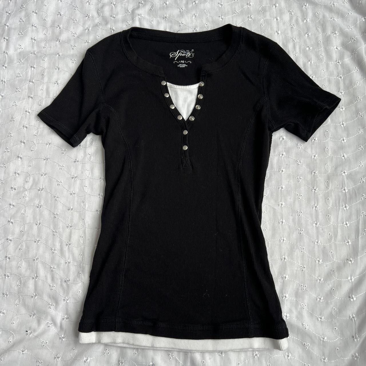 2-in-1 layered Henley Stud detail on the neckline... - Depop